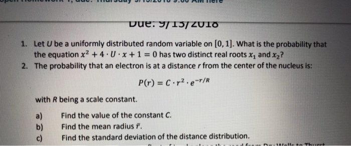 Solved Let U be a uniformly distributed random variable on | Chegg.com