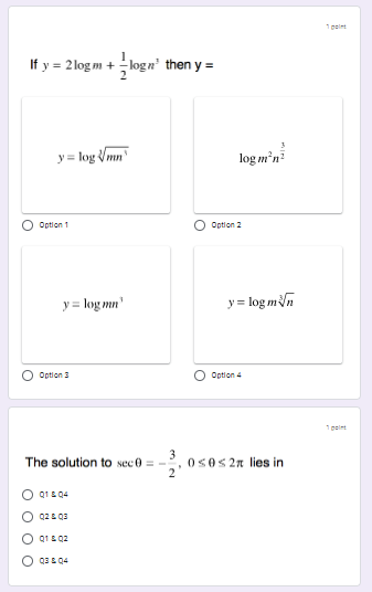 Solved If y = 2log m+logn' then y = y = log mun log mer | Chegg.com
