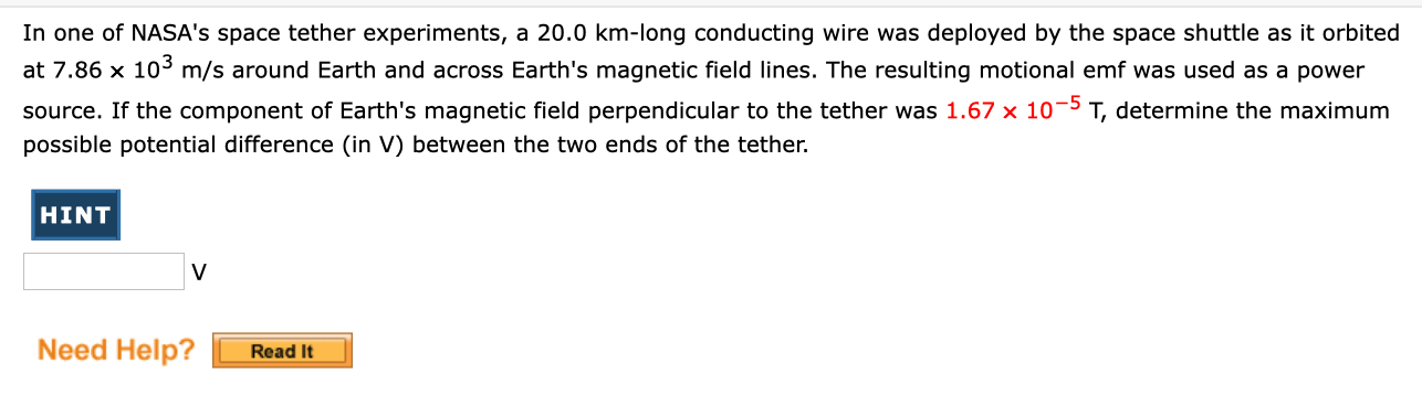 Solved In one of NASA's space tether experiments, a 20.0 | Chegg.com