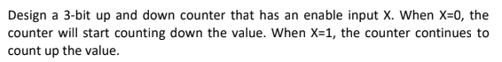 Solved Design a 3-bit up and down counter that has an enable | Chegg.com