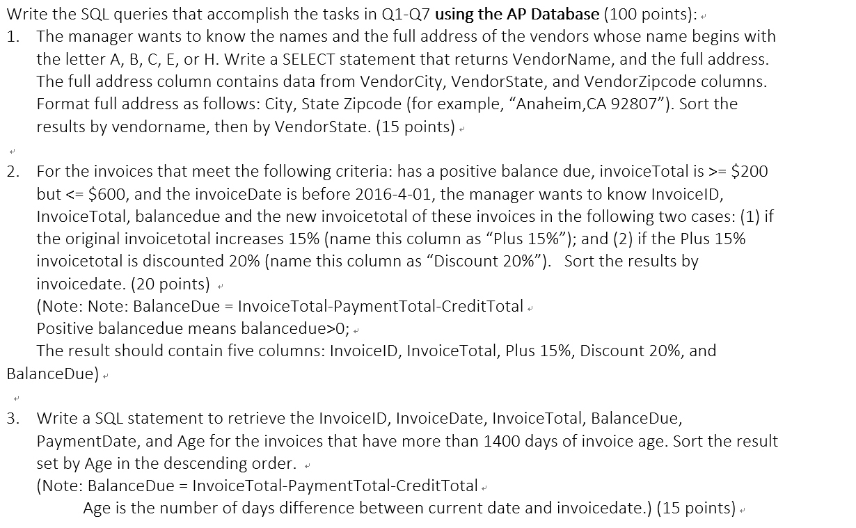 (Solved) : Write Sql Queries Accomplish Tasks Q1 Q7 Using Ap Database ... (Solved) : Write Sql Queries Accomplish Tasks Q1 Q7 Using Ap Database ...