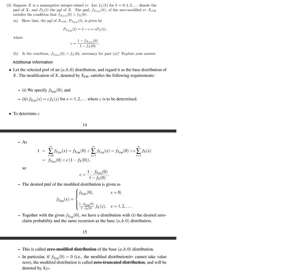 Solved (3) Suppose X is a nonnegative integer-valued rv. Let | Chegg.com