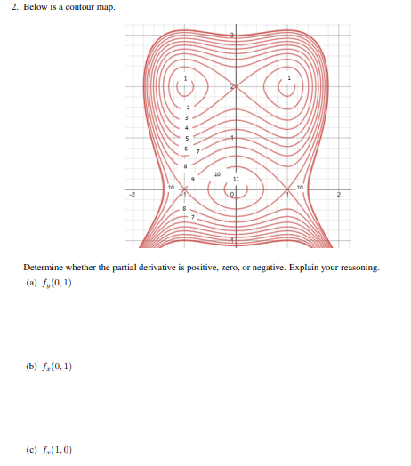 Solved 2. Below is a contour map. 10 11 Determine whether | Chegg.com