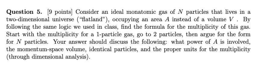 Solved Question 5. [9 points) Consider an ideal monatomic | Chegg.com