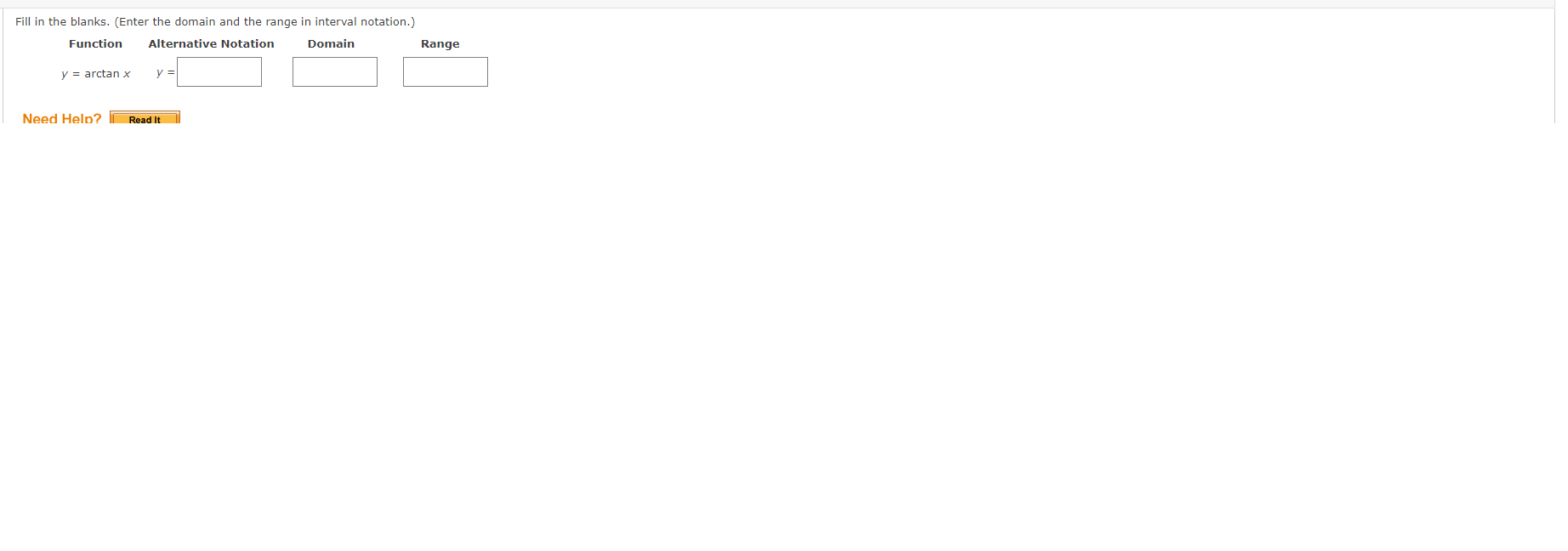 Solved Fill in the blanks. (Enter the domain and the range | Chegg.com