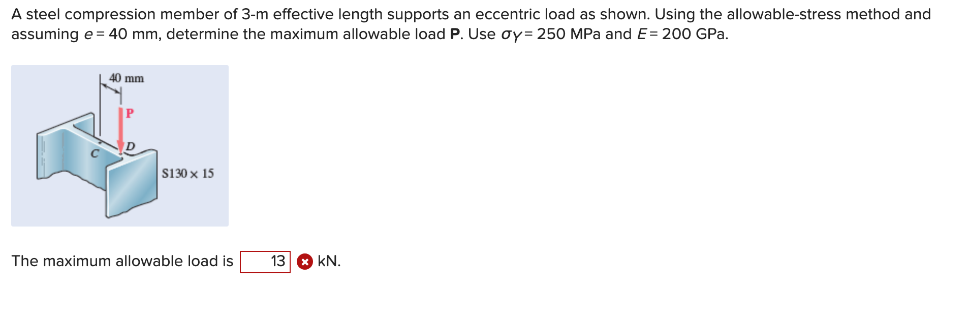 Solved A steel compression member of 3-m effective length | Chegg.com