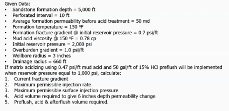 Given Data: • Sandstone formation depth = 5,000 ft • | Chegg.com