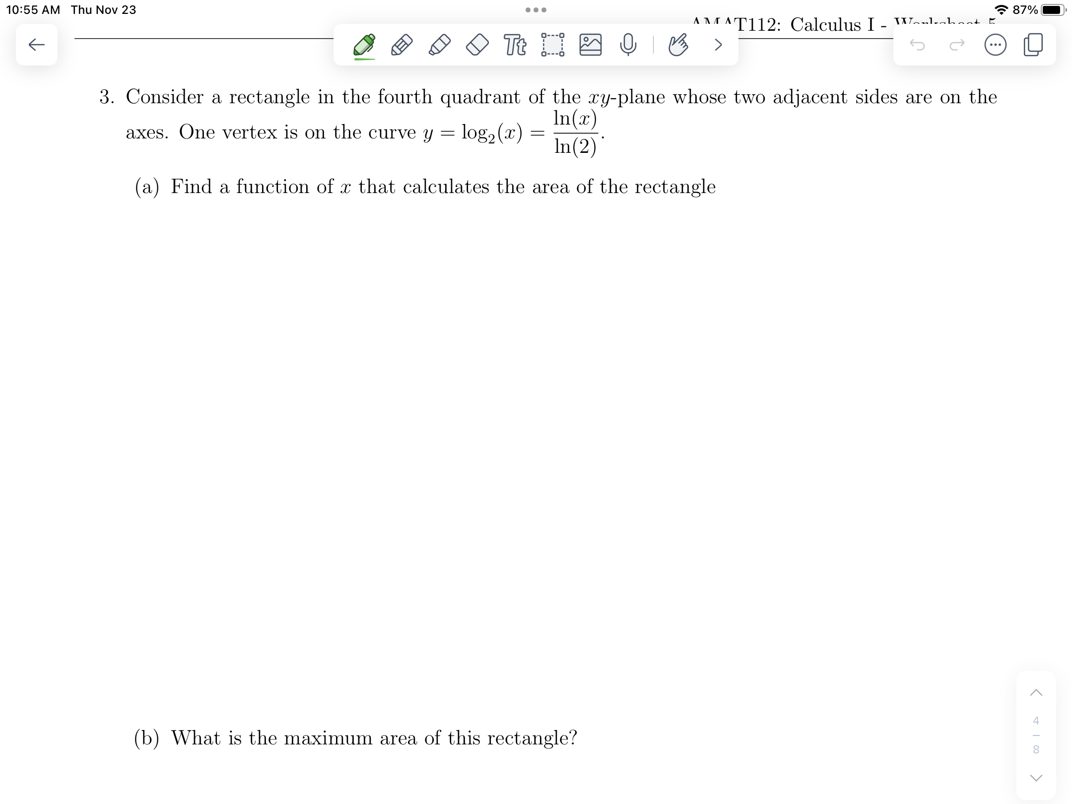 Solved 3. Consider a rectangle in the fourth quadrant of the | Chegg.com