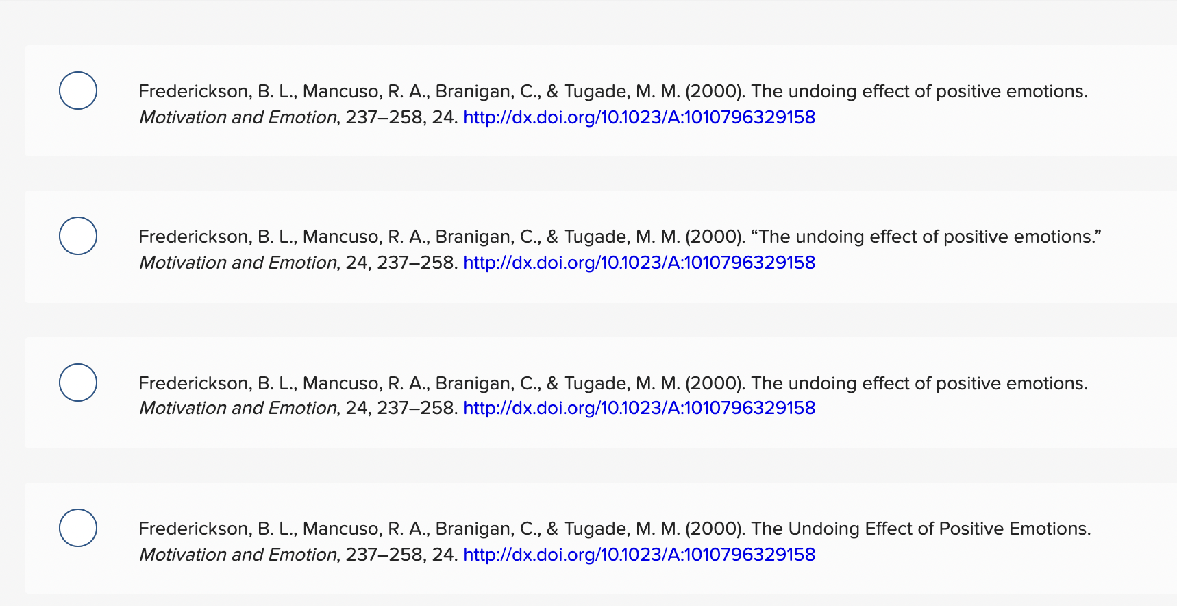 Solved Which of the following is the correct formatting for | Chegg.com