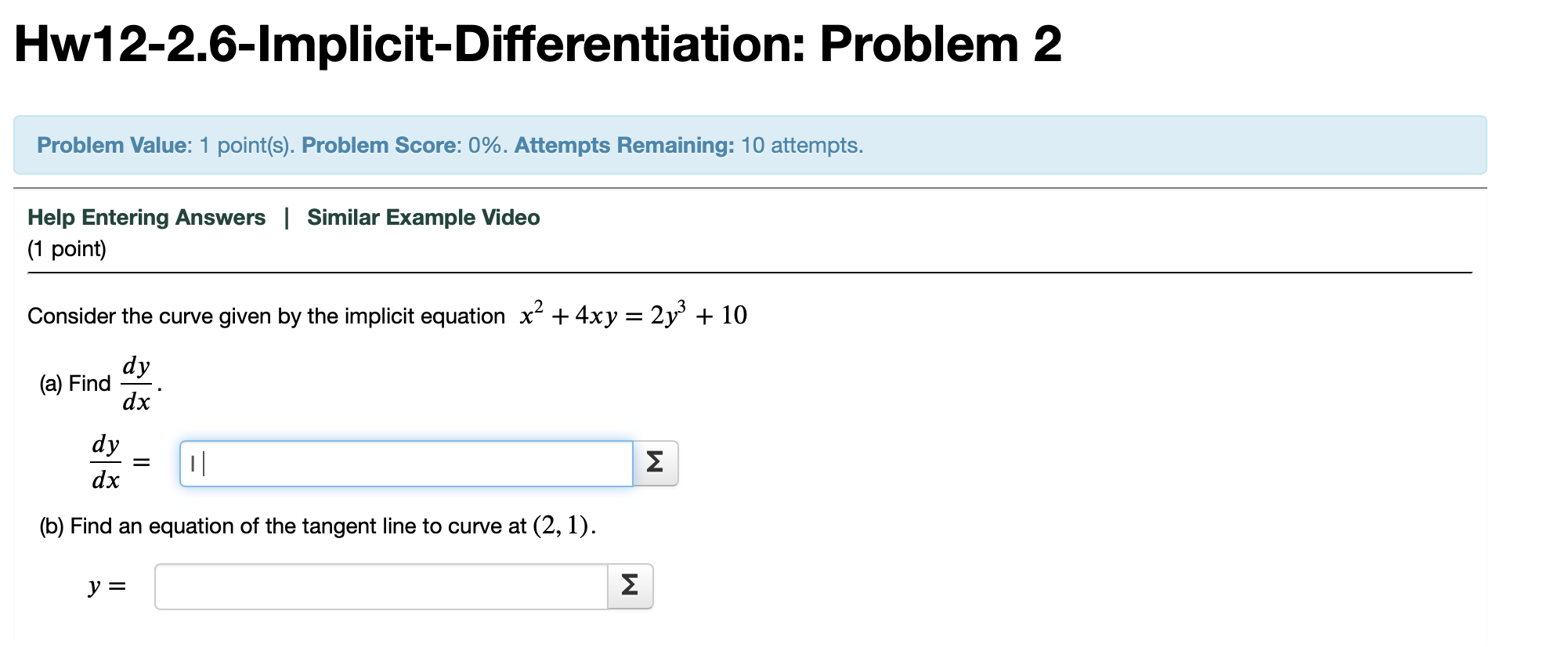 Solved Hw12-2.6-Implicit-Differentiation: Problem 2 Problem | Chegg.com
