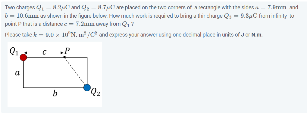 Solved Two charges Q1=8.2μC 1=8.2 C and Q2=8.7μC 2=8.7 C are | Chegg.com