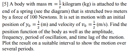 Solved [5] A body with mass m=21 kilogram (kg) is attached | Chegg.com