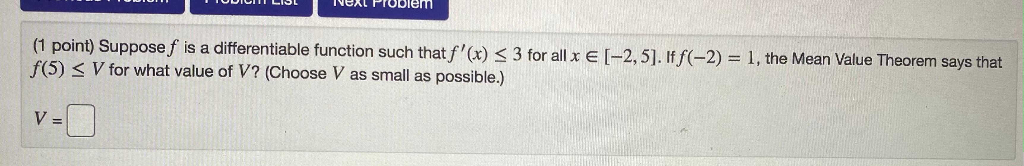 Solved (1 point) Supposef is a differentiable function such | Chegg.com