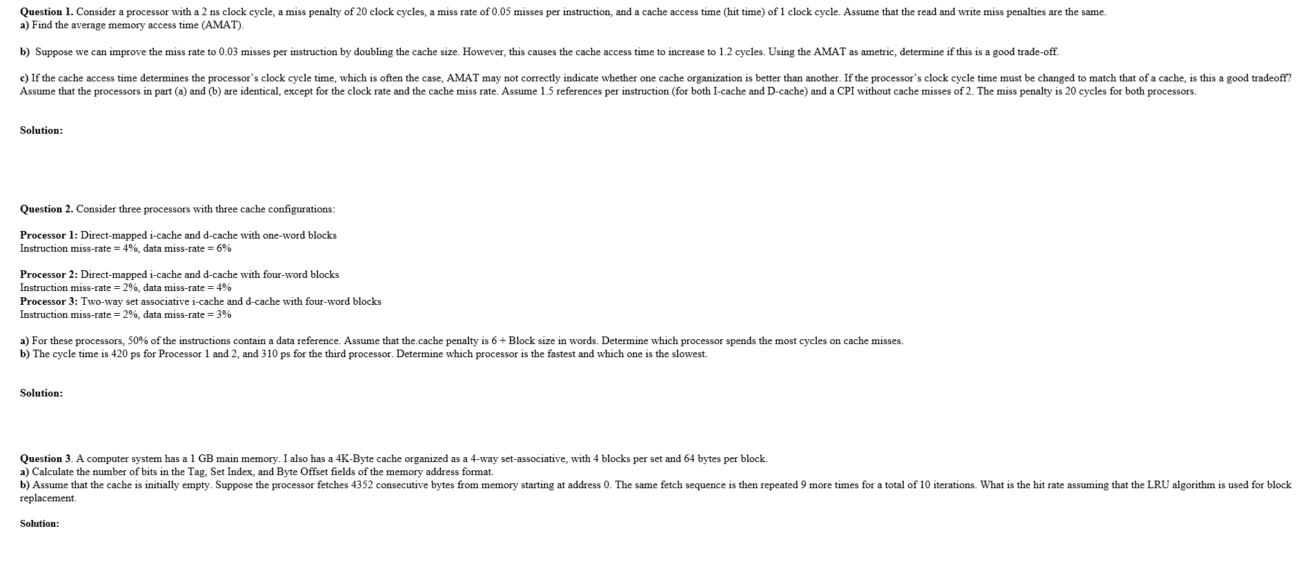 Solved Question 1. Consider a processor with a 2 ns clock | Chegg.com