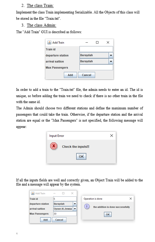 Solved Problem: In this exam, we aim to implement a train | Chegg.com