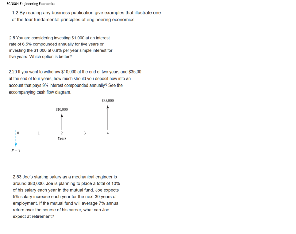Solved EGN304 Engineering Economics 1.2 By reading any | Chegg.com