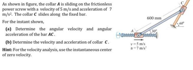 Solved As shown in figure, the collar A is sliding on the | Chegg.com