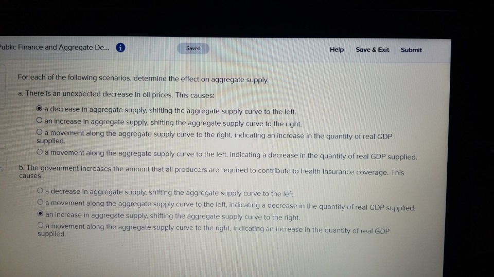 Solved ublic Finance and Aggregate De... Saved Help Save & | Chegg.com