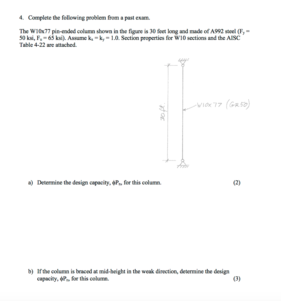 Solved 4. Complete the following problem from a past exam. | Chegg.com