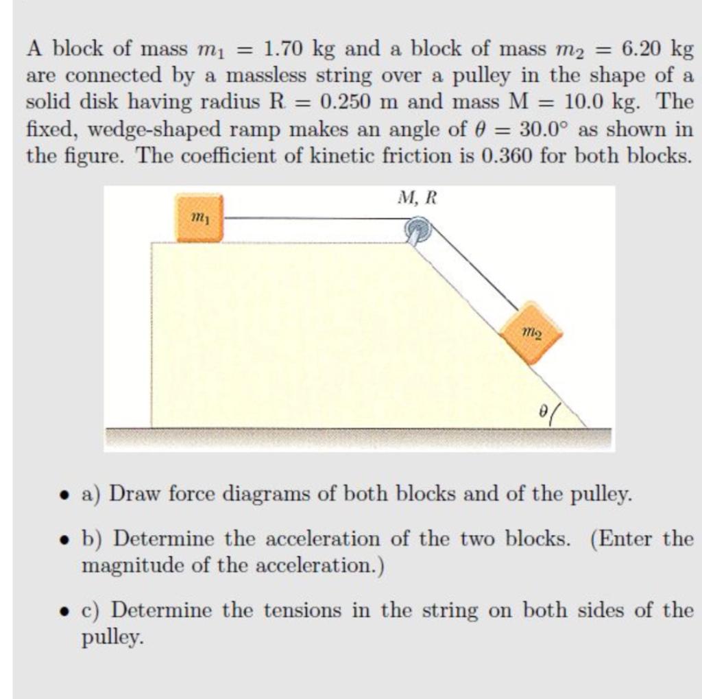 Solved A block of mass m1 = 1.70 kg and a block of mass m2 = | Chegg.com