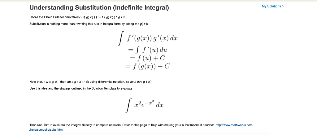 Solved Understanding Substitution (Indefinite Integral) | Chegg.com