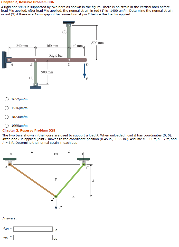 Solved Chapter 2, Reserve Problem 006 A rigid bar ABCD is | Chegg.com