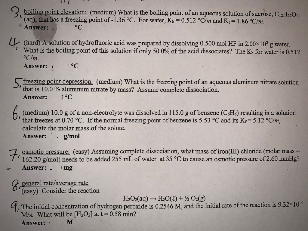 Solved "What is the boiling point of an aqueous solution of | Chegg.com