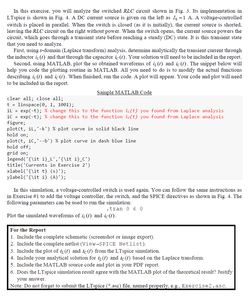 Solved EXERCISE #2: TRANSIENT 2ND DEGREE CIRCUIT 312 iz(t) | Chegg.com