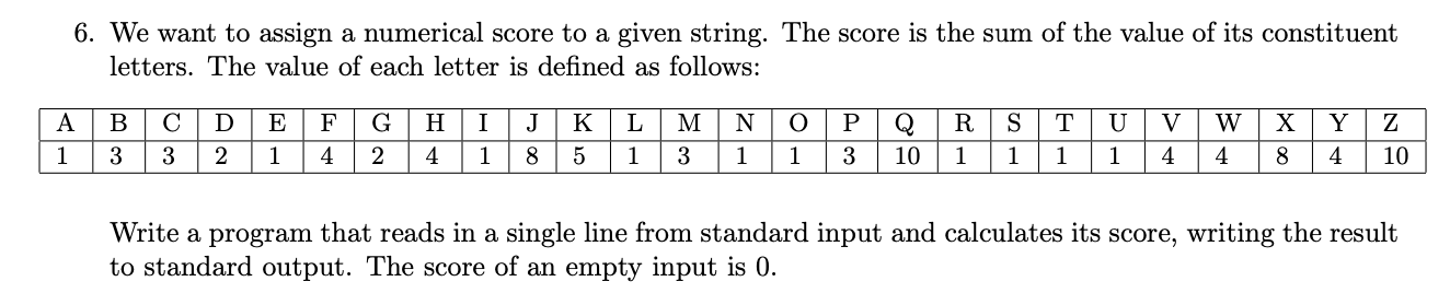 Solved 6. We want to assign a numerical score to a given | Chegg.com