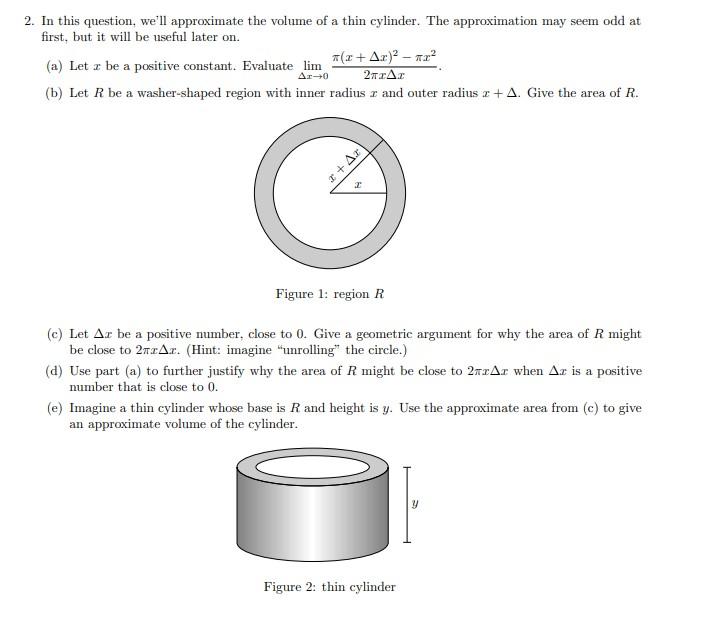 Solved 2. In this question, we'll approximate the volume of | Chegg.com
