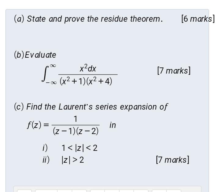Solved A State And Prove The Residue Theorem [6 B