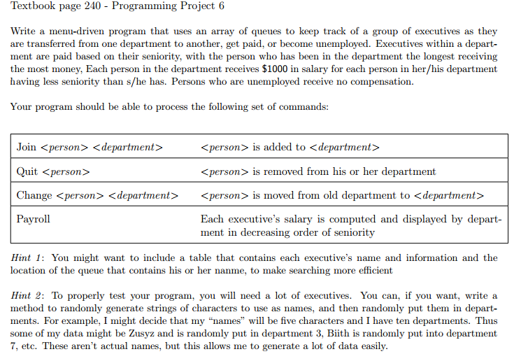 Solved Textbook page 240 - Programming Project 6 Write a | Chegg.com
