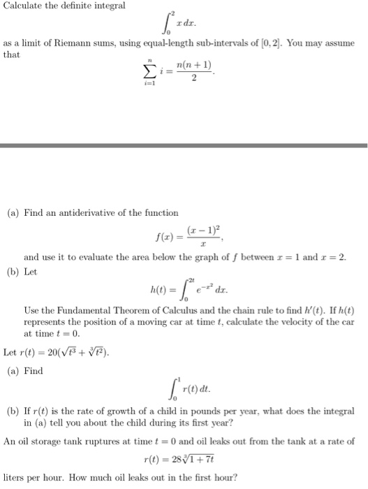 Solved Calculate the definite integral as a limit of Riemann | Chegg.com