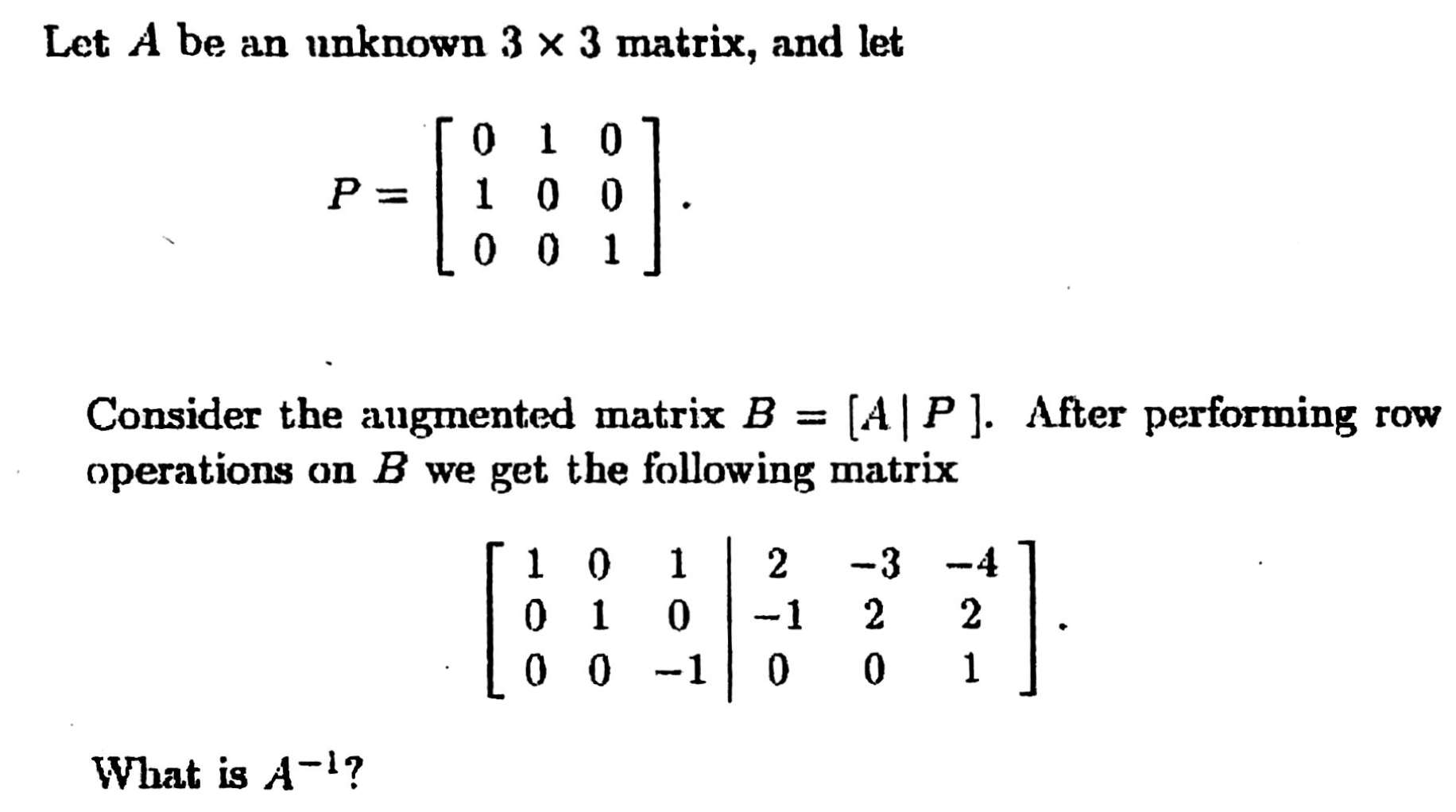 Solved Let A be an unknown 3×3 matrix, and let | Chegg.com