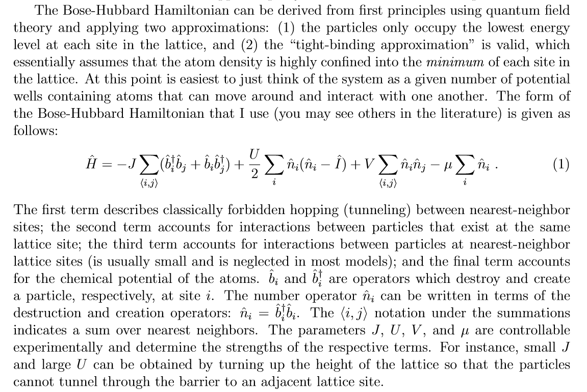 The Bose-Hubbard Hamiltonian can be derived from | Chegg.com
