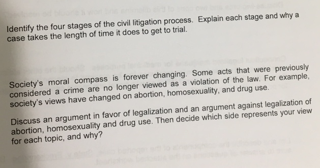 Identify the four stages of the civil litigation | Chegg.com