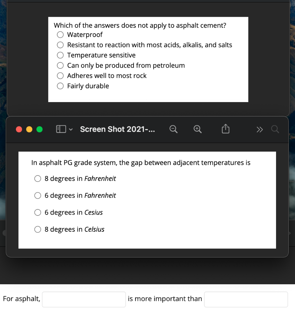 Solved Which of the answers does not apply to asphalt | Chegg.com