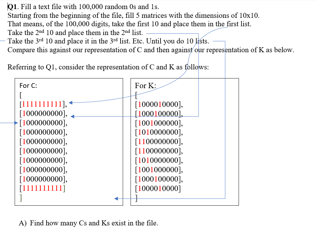 Solved Q1. Fill a text file with 100,000 random Os and 1s. | Chegg.com