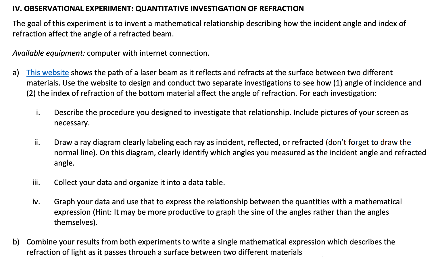 Solved IV. OBSERVATIONAL EXPERIMENT: QUANTITATIVE | Chegg.com
