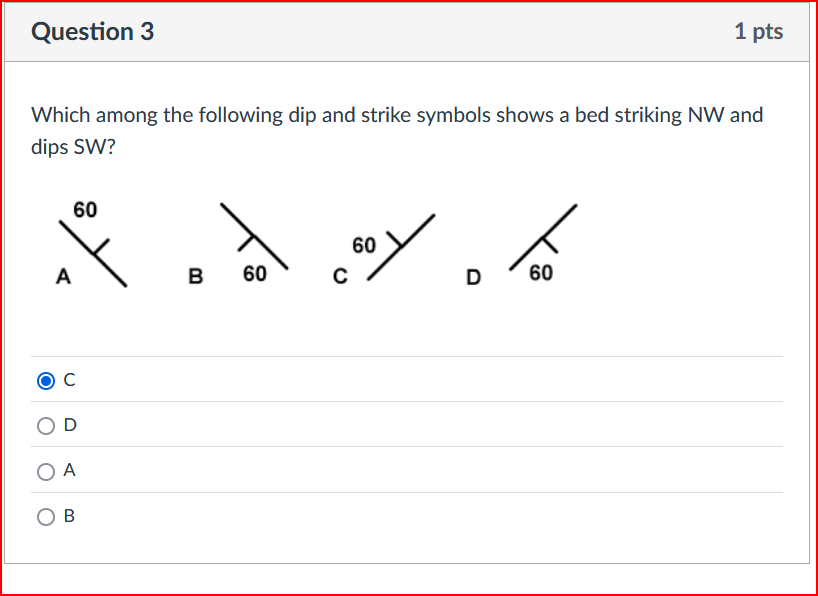 Solved Question 3Which among the following dip and strike | Chegg.com