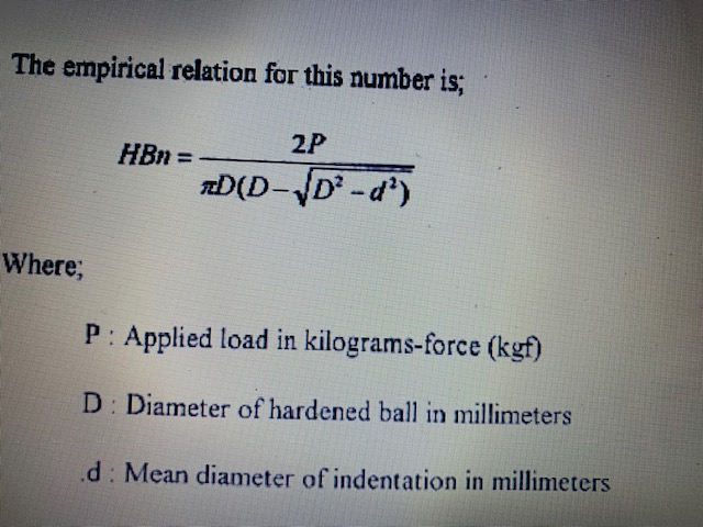 Solved BRINELL HARDNESS TEST DATA: LOAD IS 187.5 KG, BALL | Chegg.com