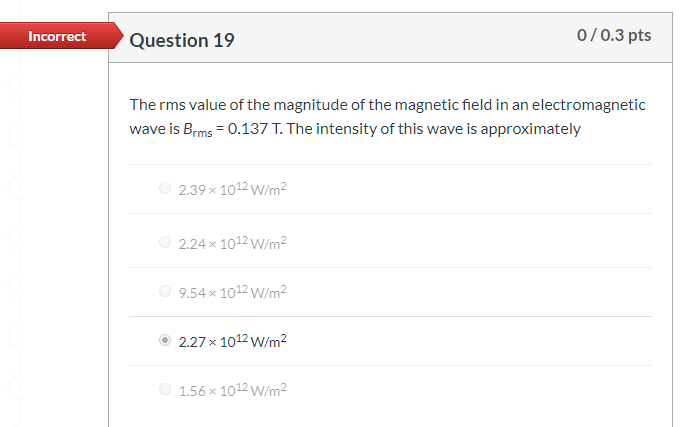 Solved The rms value of the magnitude of the magnetic field | Chegg.com