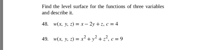 Solved Find the level surface for the functions of three | Chegg.com