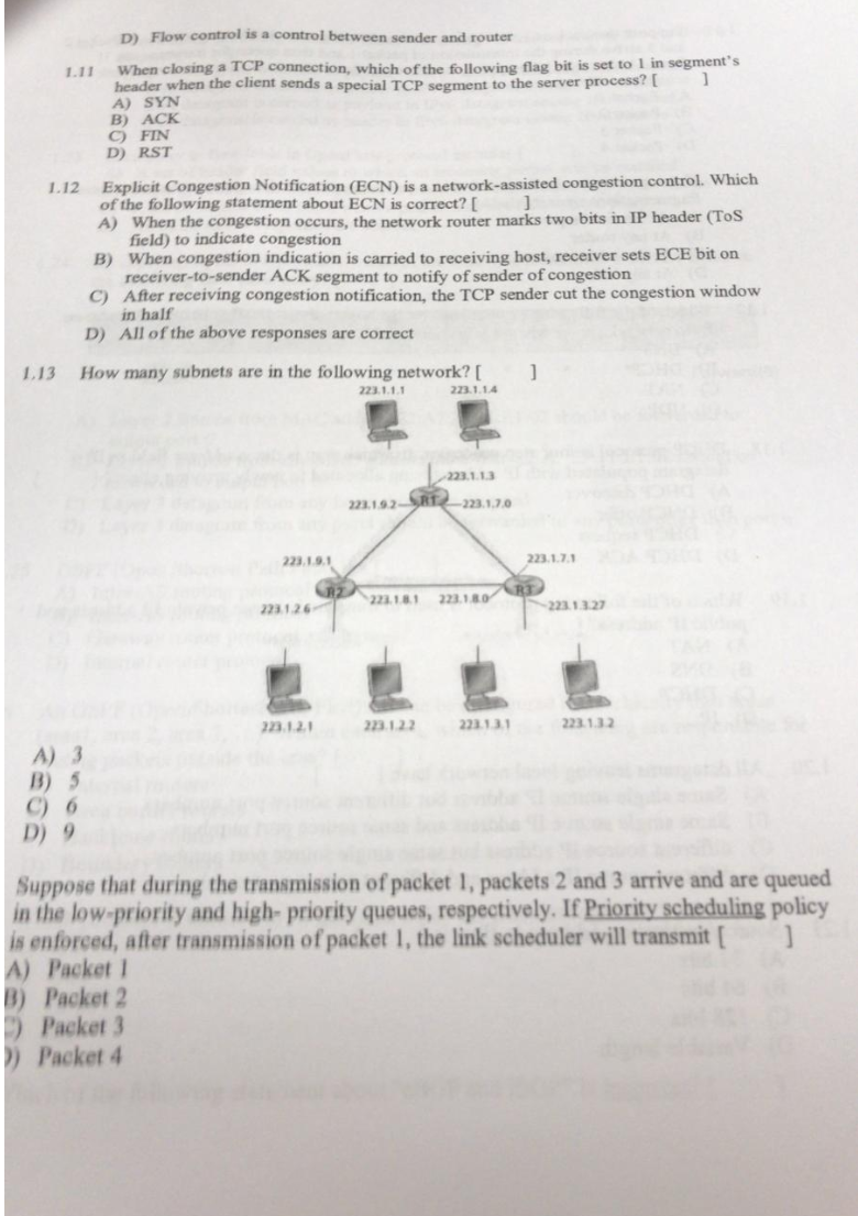 Solved D) Flow control is a control between sender and | Chegg.com