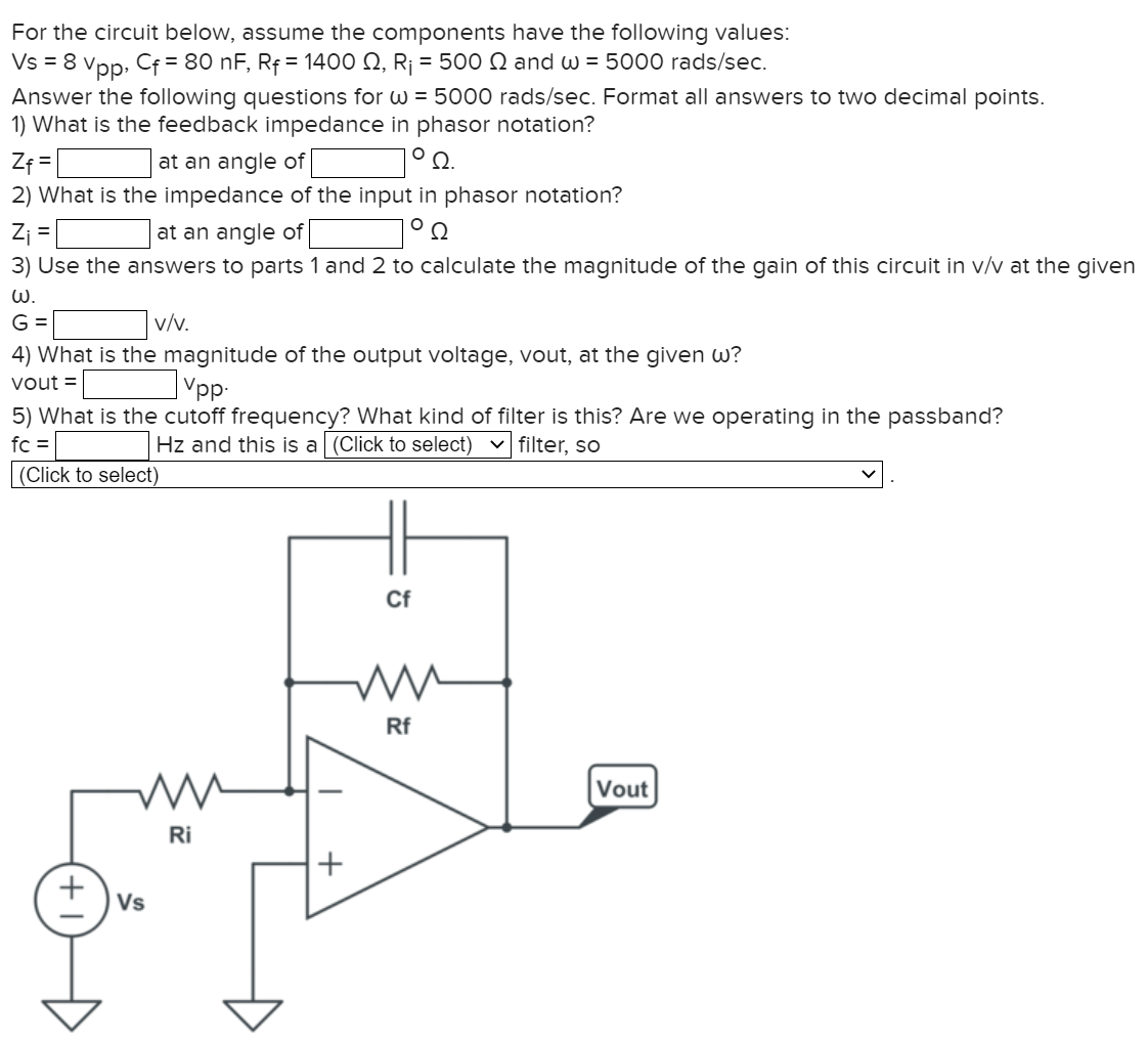 Solved For the circuit below, assume the components have the | Chegg.com