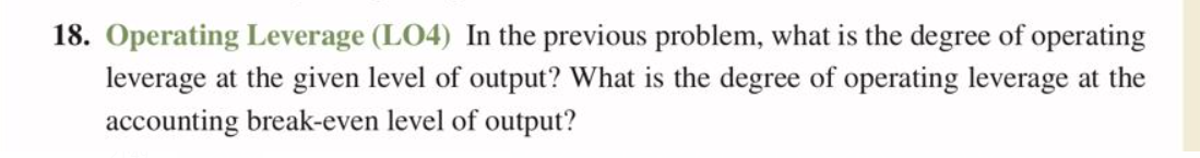 Solved 18. Operating Leverage ( LO4) In the previous | Chegg.com