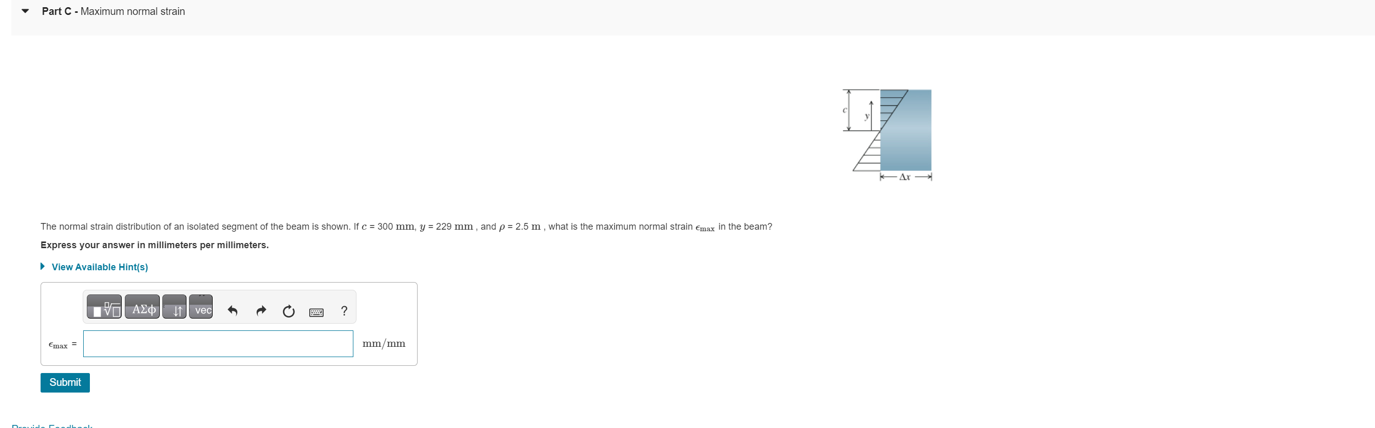 Solved The normal strain distribution of an isolated segment | Chegg.com