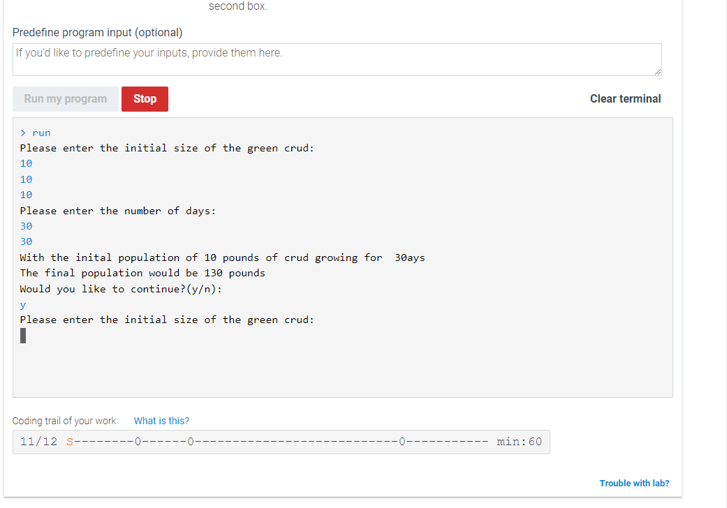 Solved Hey I need some help with my coding program. I'm | Chegg.com