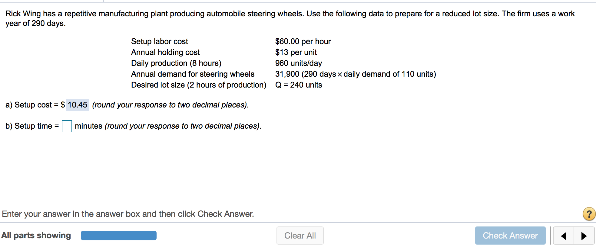 Solved Rick Wing has a repetitive manufacturing plant | Chegg.com