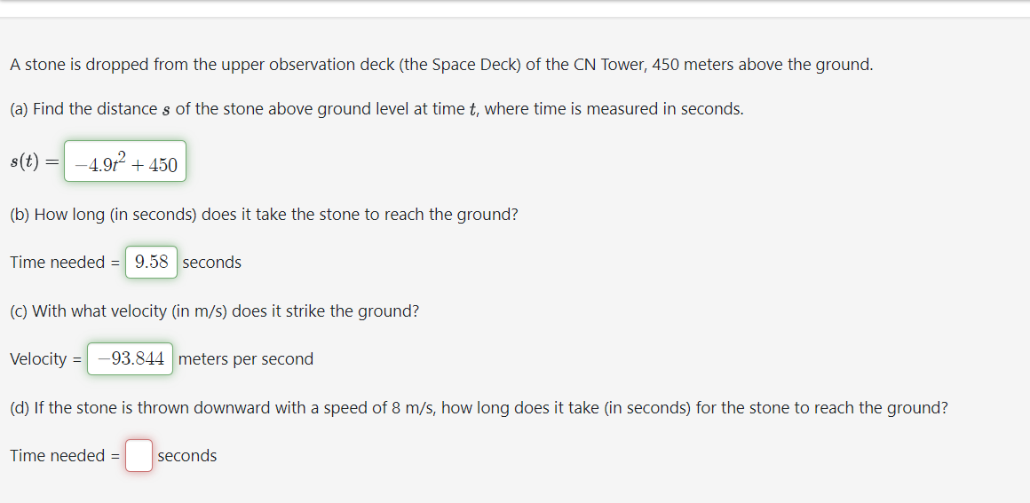 Solved A stone is dropped from the upper observation deck | Chegg.com